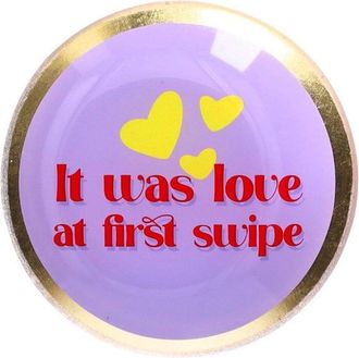 Gift Company Glasteller, Glas - Love Plates - Motiv: It was Love at First Swipe - Farbe: lila - (ØxH) 10 x 0,8 cm