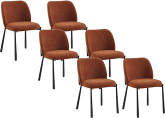 Vente-Unique Stuhl 6er-Set - Textilstoff & Metall - Terrakotta - JIZAK
