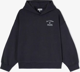 Ganni Sweat &agrave; capuche gris fonc&eacute; Paris Club Multicolore Coton Biologique - Taille S - Pour Femme