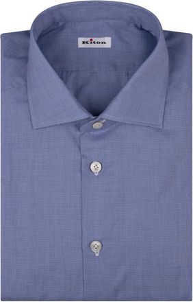 Kiton Homme, Chemises, Bleu, Taille: XL Micro Houndstooth Cotton Shirt