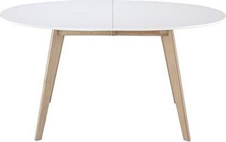 Miliboo Table à Manger Extensible Ovale Blanche et Bois Clair L150-200 cm Leena