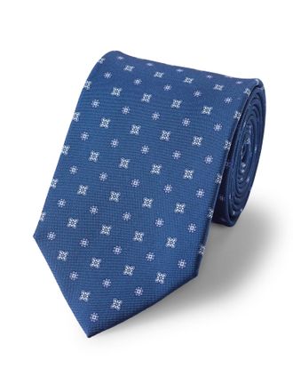 CHARLES TYRWHITT Krawatte aus Seide mit Print - K&ouml;nigsblau