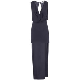 Elisabetta Franchi Maxikleid mit Schl&uuml;sselloch-Drapierung - - Dresses - Damen - Schwarzk - L