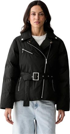 Karl Lagerfeld Femme, Vestes, Noir, Taille: 42 FR Veste motard matelass&eacute;e &agrave; ceinture