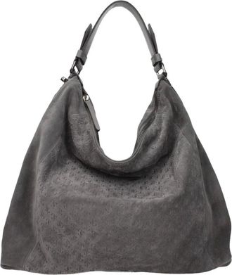 Jimmy Choo London Sac Hobo en Daim avec Monogramme - Femme - Sacs - Gris - Taille: ONE Size
