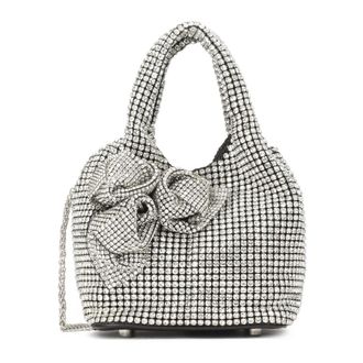 Kazar Gl&auml;nzende Handtasche mit Zirkonen und 3D-Blumen - - Bags - Damen - Grau - ONE SIZE
