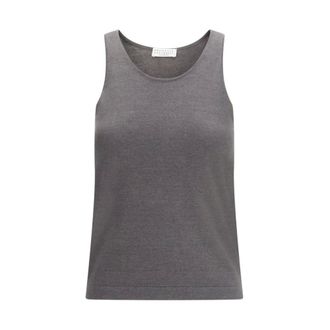 Brunello Cucinelli Femme, Tops, Gris, Taille: 40 FR Cashmere Crew Neck Top