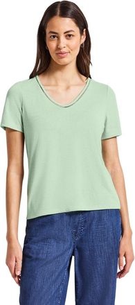 Street One Damen A323527 Leinen-Look T-Shirt, Soft Jade Green, 44