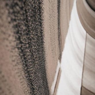 Vimoda Designer Teppich Wohnzimmer Braun Beige Kacheloptik mit Farbverlauf und Konturenschnitt, Maße:80 x 150 cm