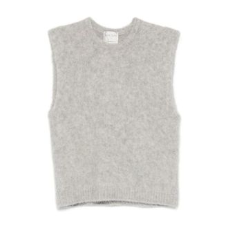 Forte_Forte Femme, Pulls, Gris, Taille: 36 FR Pull sans Manches Court Gris Perle