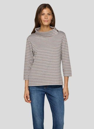 Rabe 3/4-Arm-Shirt mit grafischem Muster und Schalkragen mit Glitzersteinen