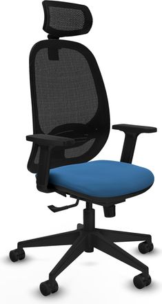 Piqueras y Crespo Cilanco B&uuml;rostuhl mit 2D-Armlehnen, h&ouml;henverstellbare Lendenwirbelst&uuml;tze und Kopfteil, h&ouml;henverstellbar und neigbar, Schwarz/Hellblau