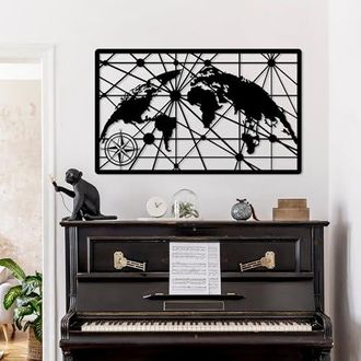 Hanah Home Stylish Black Decorative Metal Wall Accessory, 60 x 100 cm | 100% Metal, 1.5 mm Thickness | Lightweight 1 kg, Perfect for Home Decor & Modern Spaces