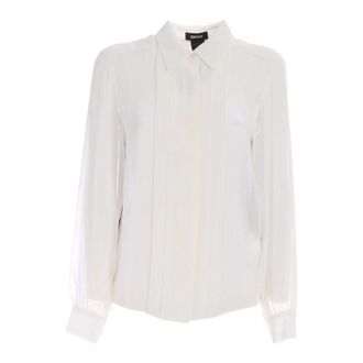DKNY Wei&szlig;e Plastron Bluse mit Schwarzem R&uuml;cken - - Blouses & Shirts - Damen - Wei&szlig; - M