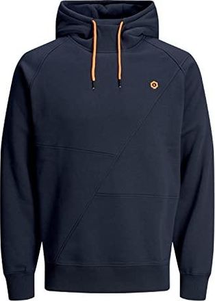 Jack & Jones Sweat Male Détaillé, Navy Blazer/Détail Shocking Orange, XXXL