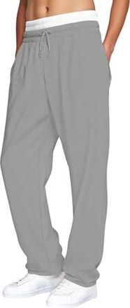 Generic Pantalon de jogging pour homme avec taille double couche, jambe droite, pantalon de jogging solide, pantalon de jogging confortable pour le quotidien,