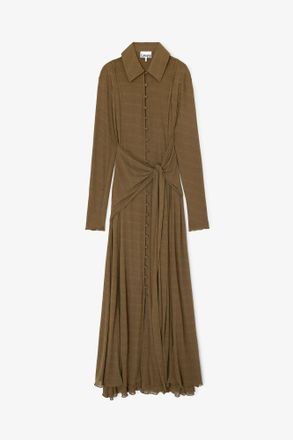 Ganni Robe longue en mesh chin&eacute; - Taille 38 Vert - Pour Femme