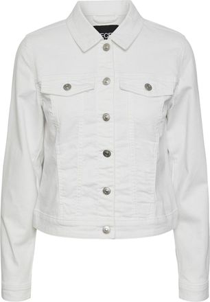 Pieces Damen Pcoia Ls DNM Jacket Bwhi Noos Bc, Bright White,XL