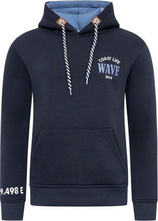 Zwillingsherz Hoodie Coast Life Wave Kapuze, Kordelzug, Fronttasche, Stickerei