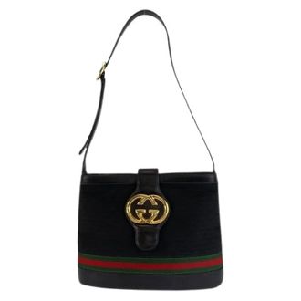 Gucci Sac bandouli&egrave;re en toile GG en cuir Pre-owned - Femme - Pre-owned - Noir - Taille: ONE Size