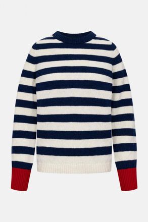 Erib&eacute; ERIB&Eacute; Pullover Stobo Damen Blau Wei&szlig; Rot Fairisle Gestrei