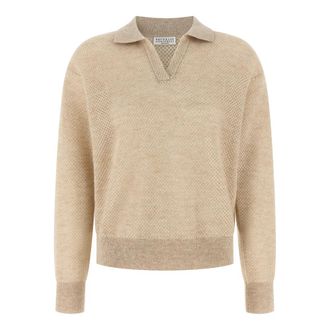 Brunello Cucinelli Waffel-Piqu&eacute;-Polohemd - - Knitwear - Damen - Gelb - M