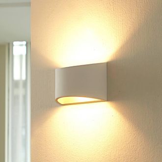 Lindby Wandleuchte, Wandlampe Innen Heiko (Modern) in Weiß aus Gips/Ton (1 flammig G9) - Wandstrahler Wandbeleuchtung Schlafzimmer/Wohnzimmer Licht nach oben