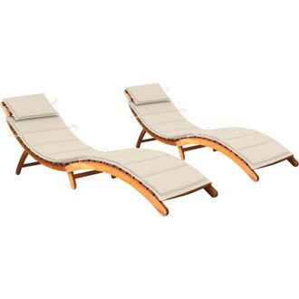 vidaXL Sonnenliegen 2 Stk. mit Auflagen Massivholz Akazie vidaXL