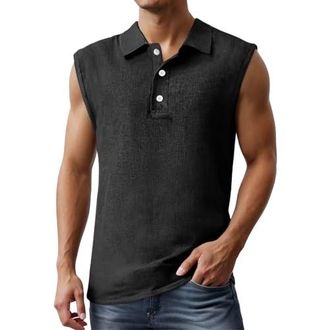 Generic T-shirt pour homme D&eacute;bardeur pour homme Grandes et grandes chemises sans manches Muscle Fitness Entra&icirc;nement Course Plage &Eacute;t&eacute; Boutonn&eacute; T-shirt Gilet, 