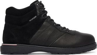 Tommy Hilfiger Schn&uuml;rschuhe Corporate Outdoor Warm Lth Boot FM0FM05991 Schwarz
