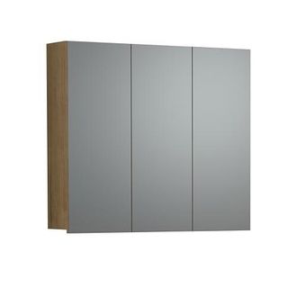 Trendteam PureBliss - Spiegelschrank - Evoke Eiche - Rillenoptik - 9 Fächern + 6 Einlegeböden - (BxHxT) 90 x 80 x 20cm - mittlere Tür Links und rechts montierba