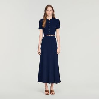 Sandro Cardigan court en maille pointelle