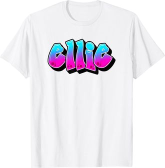 BDAZ Ellie Graffiti Personalisierter Name Blau Rosa Frauen M&auml;dchen T-Shirt
