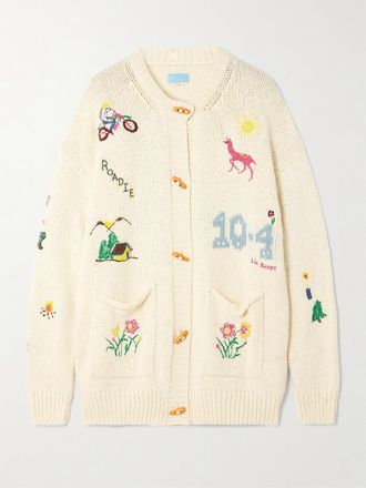 Mother Cardigan En Coton Et Alpaga Mélangés À Broderies The Long Drop - Crème