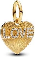 Pandora Moments 763604C01 Breloque en forme de coeur en argent sterling avec alliage plaqué or et zircone Compatible avec les bracelets Moments et ME, Gold, A