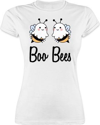 Shirtracer Shirt Damen - Halloween - Boo Bees Boobees Bienen Boobs - M - Wei&szlig; - Biene t-Shirt halloweenshirt Haloween Outfits bee Funshirts f&uuml;r Frauen t Hallowee