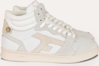 Faguo Baskets montantes blanches & beiges cuir