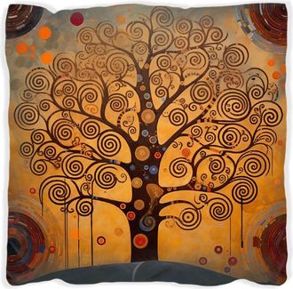 Wallario Dekokissen 30 x 30 cm mit weißer Rückseite, Baum des Lebens, Kuschelkissen mit weicher Plüsch-Oberfläche