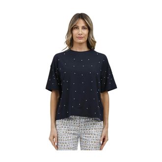 Alpha Studio Kurzes Top mit Glitzern - - Tops - Damen - Blau - XL