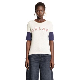 Chloé Logo T-Shirt in Flamé Cotton Wool