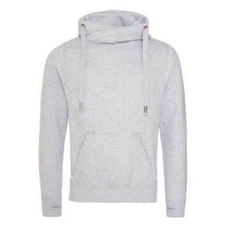 Awdis Herren Cross Neck Hoodie Kapuzenpullover, grau meliert, XXL