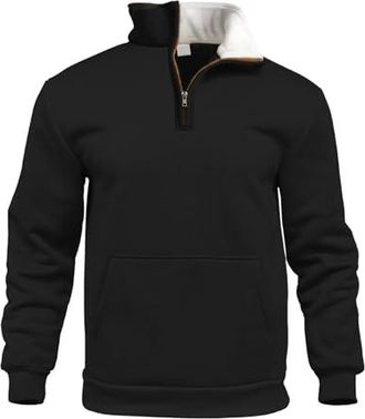 Generic Pull en polaire pour homme - Style classique - Automne - Col haut - Demi-fermeture éclair - Poignets élastiques - Moelleux - Léger - Coupe ajustée, No