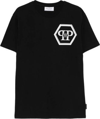 Philipp Plein Homme, Tops, Noir, Taille: M T-shirt avec logo