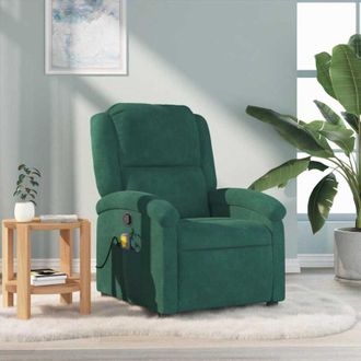 vidaXL Fauteuil de massage inclinable vert fonc&eacute; velours - Vidaxl