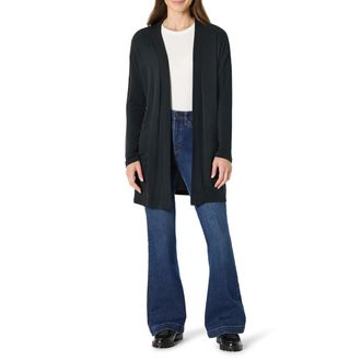 Amazon Essentials Damen Ultraleichter Relaxed Fit-Cardigan mit offener Vorderseite, Schwarz, XL