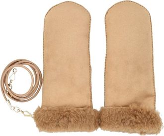 Max Mara Femme, Accessoires, Brun, Taille: M/L Shearling Lined Mittens with Strap
