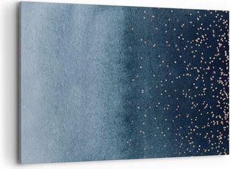 Arttor Bilder auf Leinwand 100x70cm Leinwandbild Blau Golden Hintergrund Groß Wanddeko Bild Schlafzimmer Küche Deko Wandbilder Dekoration Wohnzimmer Wall Dec