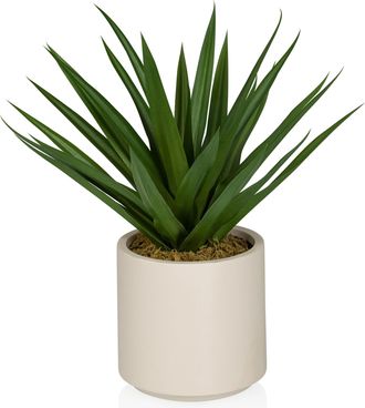 hjh OFFICE Kunstpflanze Agave, ca. 45 cm - t&auml;uschend echte Nachbildung, hochwertiger Kunststoff- & Textilmix, immergr&uuml;n & pflegefrei, ideal f&uuml;r B&uuml;ro, Wohnzimmer 