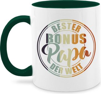 Shirtracer Tasse Tassen 325ml - Geschenk zum Vatertag - Bester bonus Papa der Welt I Stiefvater - 325 ml - Dunkelgrün - stiefvatertagsgeschenke vatertagstasse va