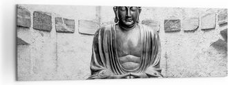 Arttor Panorama Bilder auf Leinwand 160x50cm Leinwandbild Japanisch Buddha Statue Gro&szlig; XXL Wanddeko Bild Schlafzimmer Wandbilder Dekoration Wohnzimmer Wall D